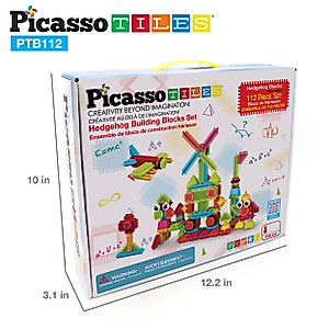 Picasso Toys112pcs Hedgehog Blocks STEM Building Tiles Set Construction Learning Toy Stacking Interlock Block, Creativity Beyond Imagination, Inspirational, Recreational, Educational PTB112