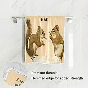 Love Quote Hand Towels Wedding Squirrels Valentines Kitchen Dish Towels Soft Quality Premium Washcloths Bathroom Decor for Guest Hotel Spa Gym Sport 30 x 15 inches