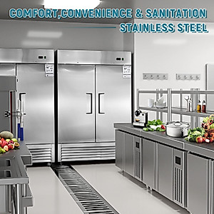 JINSONG 54" Commercial Refrigerator, 49 cu.ft with 2 Solid Door Stainless Steel Reach-in Refrigerator for Restaurant, Bar, Shop, Residential