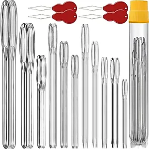 55 PCS Large-Eye Blunt Needles, Large Eye Sewing Needles, 11 Sizes Hand Sewing Needles, Knitting Needles, Yarn Needles, Embroidery Needle, Quilting Needles with 4 Threaders, Weaving Stringing Needles