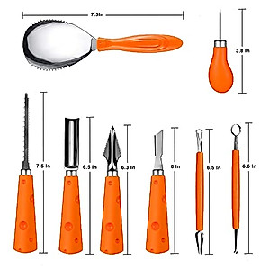CRMPro 8 Pieces Pumpkin Carving Kit, Stainless Steel Pumpkin Carving Tools with Carrying Case for Kids & Adults Easily Carve Sculpt Halloween Jack-O-Lanterns