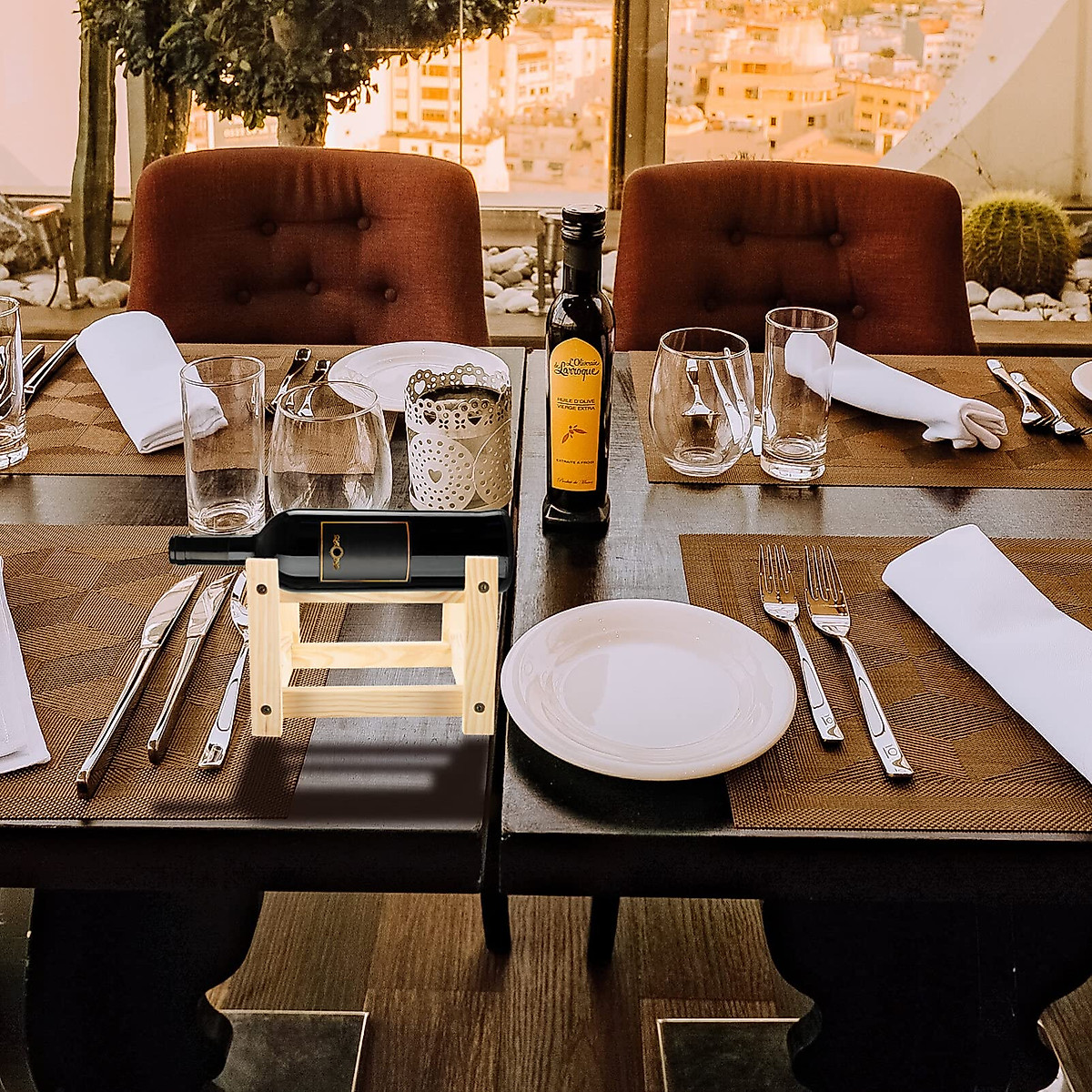 Yardwe Wooden Wine Bottle Rack countertops for Kitchen Counter Tops for Kitchens Wine Storage Holder Wine Bottle Holder Stand Small Display Stand Corner Cabinet Wine Storage Shelf