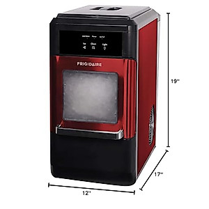 FRIGIDAIRE EFIC237 Countertop Crunchy Chewable Nugget Ice Maker, 44lbs per Day, Red Stainless