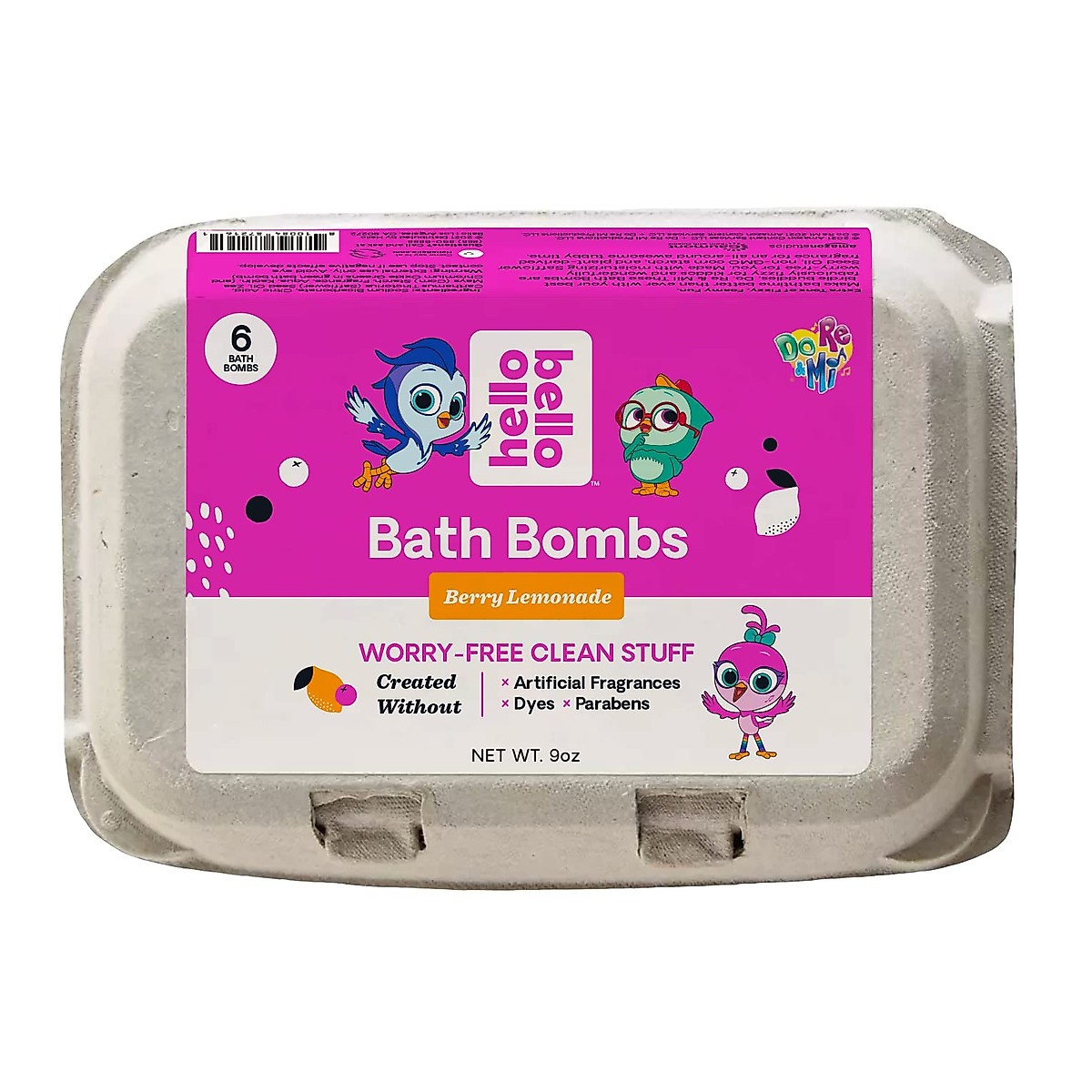Hello Bello Do, Re, Mi Bath Bombs I Fizzy and Foamy Bath Bombs for Toddlers & Kids I Berry Lemonade Scent I 6 Bath Bombs