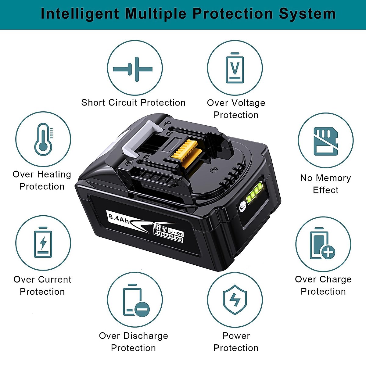 Simple Plus+ Replace for Makita 18V 8.4Ah LXT Lithium-ion Battery Real Capaticy MOLICELL INR-P42A Cell, Extra Long Runtime Compatible with Makita 18V LXT Power Tools and Chargers