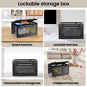 Large Lock Box,Lockable Storage Box with Combination Code 15.3x11x8.6in Stackable Medicine Lock Box for Safe Medication，Storage Box with Lock for Phone/Snacks/Personal Items/Fridge/Office