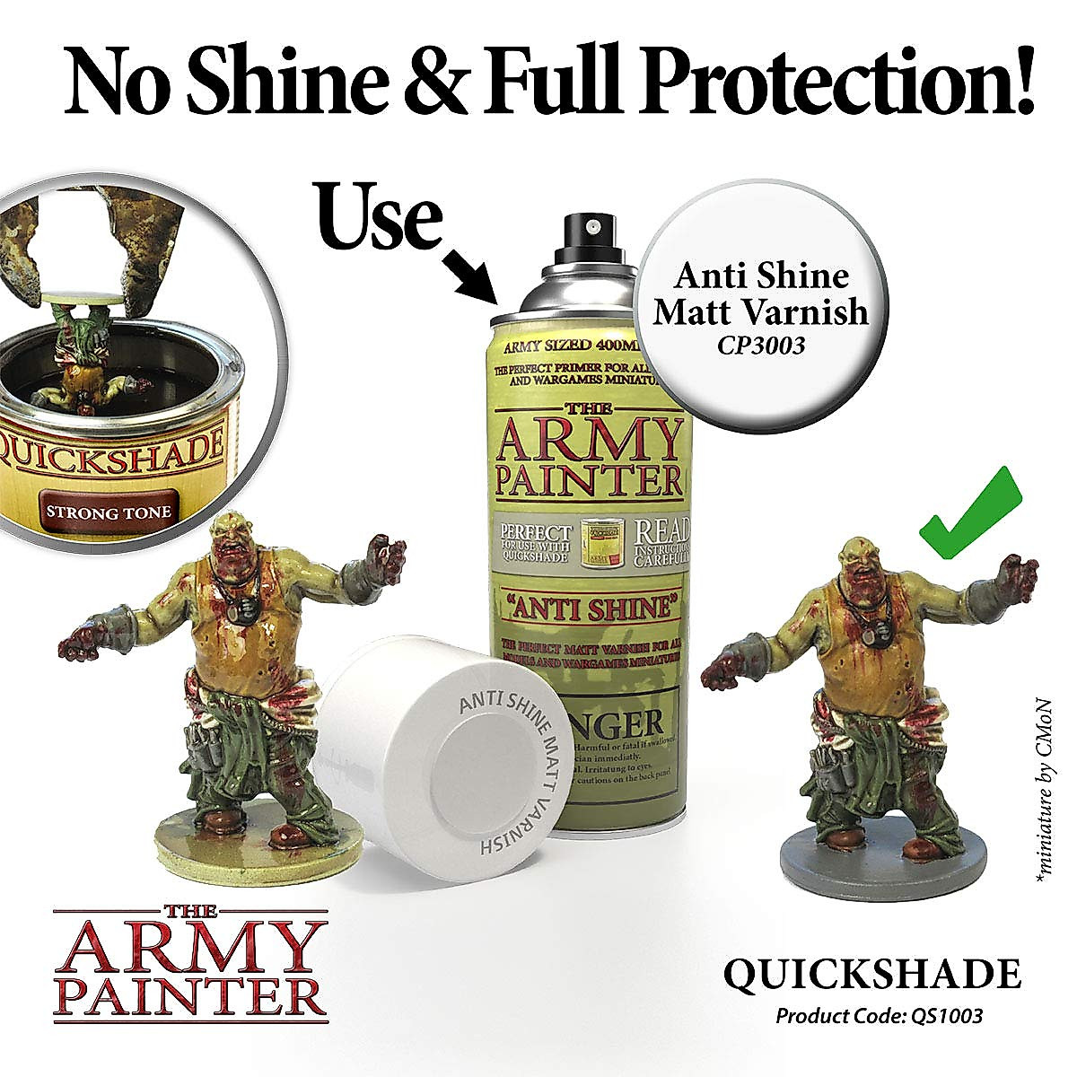 The Army Painter Quickshade Miniature Varnish for Miniature Painting, Dark Tone Model Paint Quickshade Varnish, Pot/Can, 250 ml, Approximately 8.45 oz