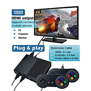 Fadist Retro Game Console, Built in 821 Classic NES Games, 4K HDMI HD Output, Game Box with 2 Wired Controller, Plug and Play Video Games Console, Ideal Gift for Kids, Friend