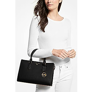 MICHAEL MICHAEL KORS Women's Valerie Pebbled Leather Satchel Cream, Medium