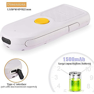 NYEAR Mini BLE Bluetooth 2D & QR & 1D CMOS Barcode Scanner with APP Without scanning Barcode to Set parameters conveniently,with Real Voice Announcement,NT1000