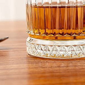 Restaurantware Elysia 7 Ounce Whiskey Glasses 12 Cut Rocks Glasses - Lead-Free Weighted Base Clear Glass Tumblers Dishwasher-Safe For Scotch Bourbon And Cocktails