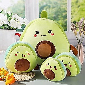4 Pieces Soft Pillow Stuffed Toy Food Pillows Fruit Plush Pillow Kids' Plush Toy Pillows Fruit Hugging Cushion for Home Bedroom Office Supplies (Avocado)