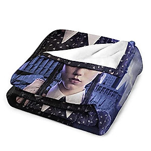 Jonshuas Travel American Supernatural Comedy Horror Wednesday Throw Blanket, Flannel Plush Halloween Blankets and Throws for Better Sleep, Swaddle Air Conditioning Blanket 50"*60"（130 * 150cm）