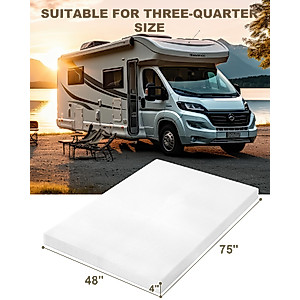Zenzy 4" Three-Quarter Memory Foam Mattress Topper for RV, [CertiPUR-US Certified] [Pressure-Relieving] RV Mattress Topper with [Ultra Soft] [Washable] Cover, 48"x75" Three-Quarter