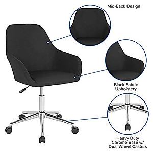 Flash Furniture Cortana Home and Office Mid-Back Chair in Black Fabric