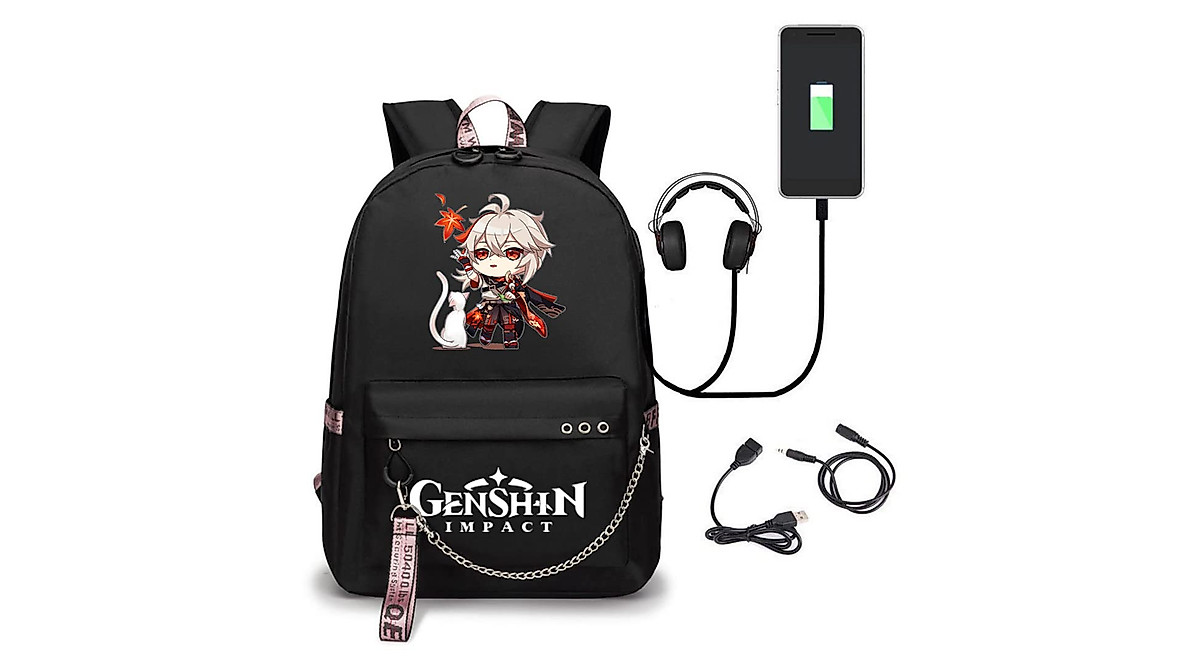 Stylish Genshin Impact Backpack with USB Charging Port