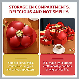 Homoyoyo Rotating Candy Box Heart Shape Snack Storage Tray 10 Compartments Party Serving Platter Candy Nut Dish Dried Fruit Plate Food Storage Organizer for Home Red