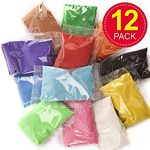 Baker Ross-AG211 Mini Bags of Coloured Sand for Kids Art Supplies, Crafts & Textured Paint Effects (Pack of 12 x 40g), 40H, Assorted 12 Pack