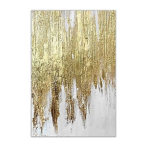Gold Abstract Canvas Wall Art Gold Foil Modern Textured Artwork Gold Textured Print Abstract Textured Painting Glitter Abstract Wall Art Gold and White Modern Painting Living Room 16x24inch No Frame
