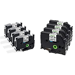 Compatible Label Tape Replacement for Brother Ptouch 18mm Label Tapes TZe-241 Bundle with Replacement 12mm Label Tapes TZe-231, Black on White (Total 8-Pack)