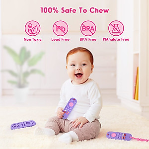 NPET Remote Control Baby Teether Baby Toys 0-6 Months, Soft Silicone Teething Toys Sore Gums Relief with Anti-Drop Pacifier Clip TV Remote Teether Baby Gifts 6-12 Months Baby Chew Toys Ice Cube Mold