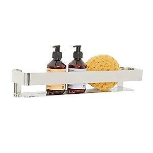 Seachrome Rectangular Shower Shelf with Rail in a Polished Finish (700-7005-PS)