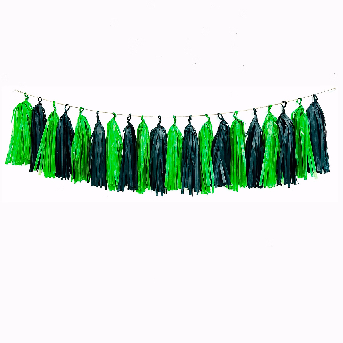 Capesaro Black Green Tassel Garland,Tissue Tassel Banner for Party Decorations,Pack of 20