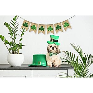 St Patricks Day Garland Decor - Shamrock Glitter Garland Home Decor - St Patricks Day Burlap Banner - Saint Patrick's Day Party Decorations - St Patty's Day Rustic Fireplace Decor by Jolly Jon