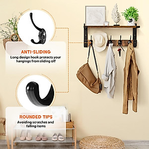 Oraich Wall Hooks with Shelf, Coat Rack Wall Mount, Shelf with Hooks for Coat Backpack Key Clothes Hanger, Wall Floating Shelf Hanging in Entryway, Living Room, Bathroom, Bedroom, Kitchen