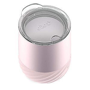 Ello Clink Vacuum Insulated Stainless Steel Tumbler - Wine Glass with Silicone Protection Coaster, 12oz , Pink Satin