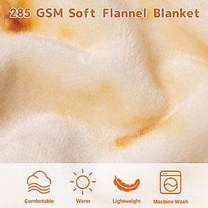 CASOFU Burritos Tortilla Blanket, Double Sided Giant Flour Tortilla Throw Blanket, Novelty Tortilla Blanket for Your Family, 285 GSM Soft and Comfortable Flannel Taco Blanket. (Beige, 71 inches)