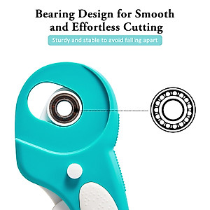 Headley Tools Upgraded 45mm Rotary Cutter with Bearing Design for Smoother, Deeper Cuts, Ergonomic Comfort Rolling Cutter with Safety Lock for Fabric, Leather, Sewing, Crafting, Quilting (Green)