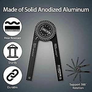 Gotical - Combo of 2 - Flexible Plastic Military Coordinate Scale Protractor MILS map Protractor & 360° Aluminum Angle Finder Miter Saw Protractor Woodworking Measuring Ruler Tool