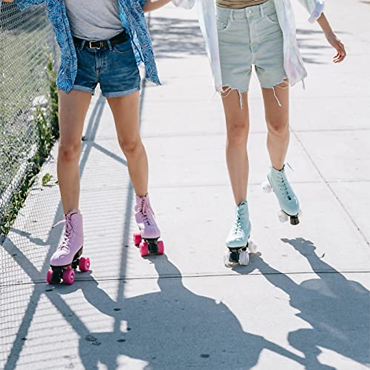 Roller Skates for Women Men PU Leather Classic Roller Skates Adjustable Four-Wheel High-Top Shoes for Beginner, Professional for Indoor Outdoor Girls Unisex