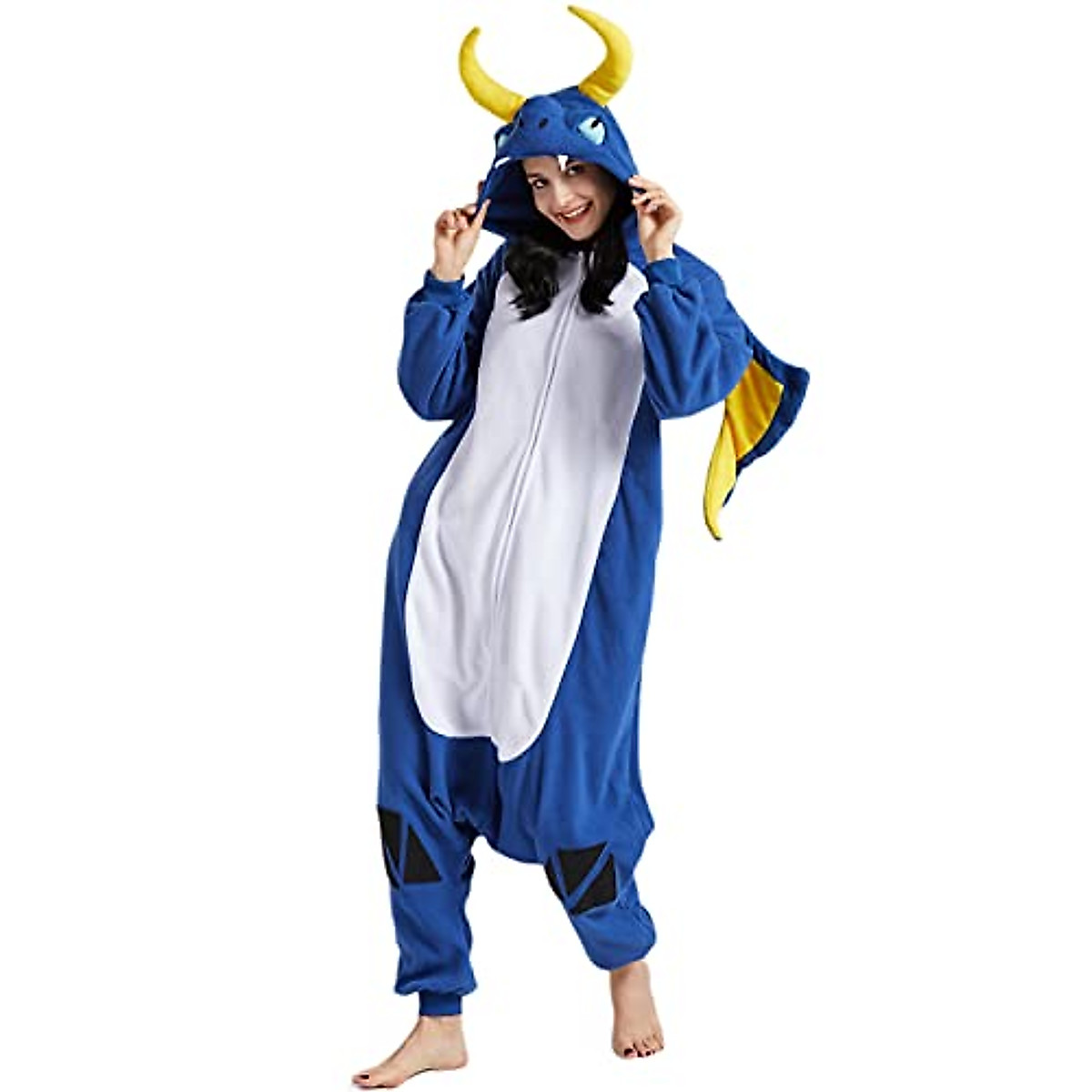 SAMGU Dragon Onesie Adult Halloween Christmas Animal Cosplay Costume One Piece Pajamas for Men Women Medium