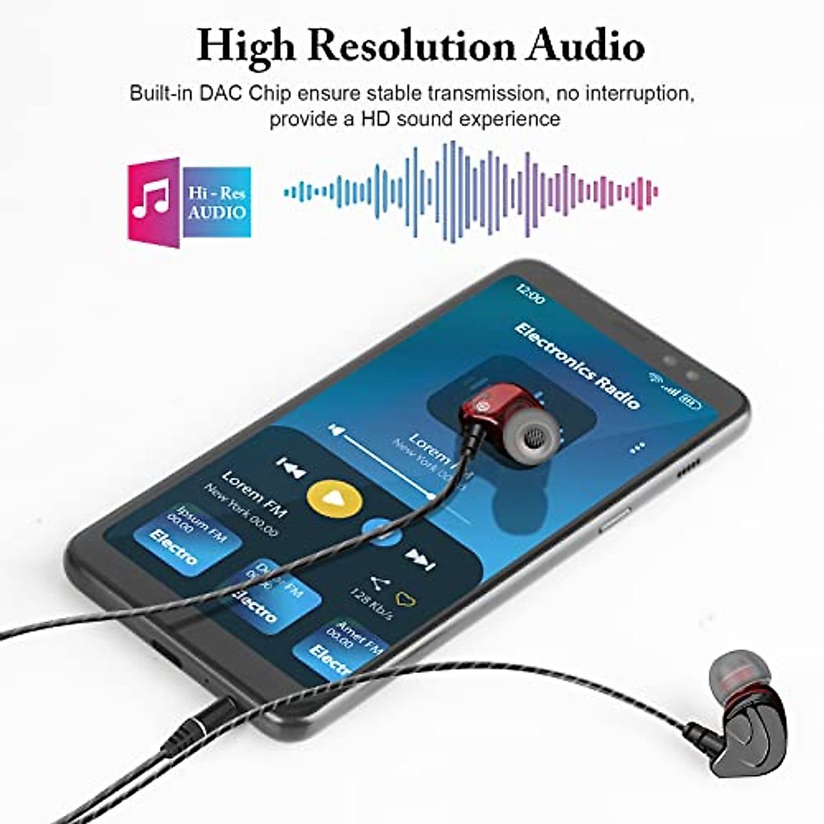 JAKPAK 3.5mm Earphone for Samsung A13 A12 A32 Wired Sport Earphones with Mic Volume Control Noise Canceling Deep Bass Stereo Sound Earbuds for Samsung A03s A02S S10 S9, Moto G Stylus,G Pure,One 5G Ace