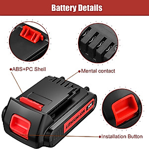 2Pack 20 Volt 3800mAh Replacement for Black and Decker 20V Battery Lithium MAX LBXR20 LB20 LBX20