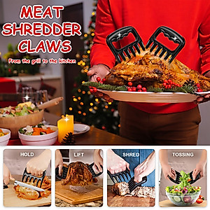 RINPIR 35pcs Deluxe Grilling Gifts Set for Birthday Christmas, Stainless Steel BBQ Accessories Kit for Men Dad, Professional Grill Tools Utensils with Scissors, Meat Claws in Aluminum Case Black