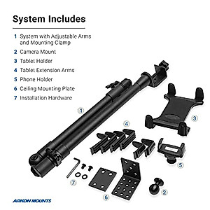 ARKON Mounts Overhead Camera Mount | Includes Ceiling Mount Bracket, Phone Holder, Tablet Holder, & Camera Mount | 360° Adjustable | Durable & Super Stable Metal Mounting Base DSLRTABMG5