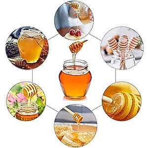 ICEYLI 4 Pcs (6.3 Inches) Wooden Honey Mixing Stirrer Honey Dipper Sticks Honey Comb Stick Honey Spoon Collecting Dispensing Drizzling Jam
