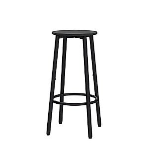 HOOBRO Bar Stools, Set of 2 Bar Chairs, Kitchen Round Height Stools with Footrest, Breakfast Bar Stools, Sturdy Steel Frame, for Dining Room, Kitchen, Party, Easy Assembly, Black BK03BY01