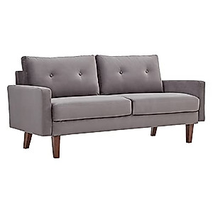 Dreamsir 69" Modern Cream Love Seats Sofa Couch Furniture, Velvet Fabric Mid Century Couch for Living Room, Bedroom, Apartment/Easy, Tool-Free Assembly (Sofa, Gray)