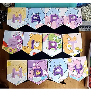 COMBO 19PC CAREBEAR BEAR INCLUDES 10FT 13PC XL SQUARE BANNER + 6PC HANGING SWIRLS PARTY SUPPLIES DECORATIONS THEME FAVOR IDEA FUN CELEBRATION HAPPY BIRTHDAY GIFT CENTERPIECE