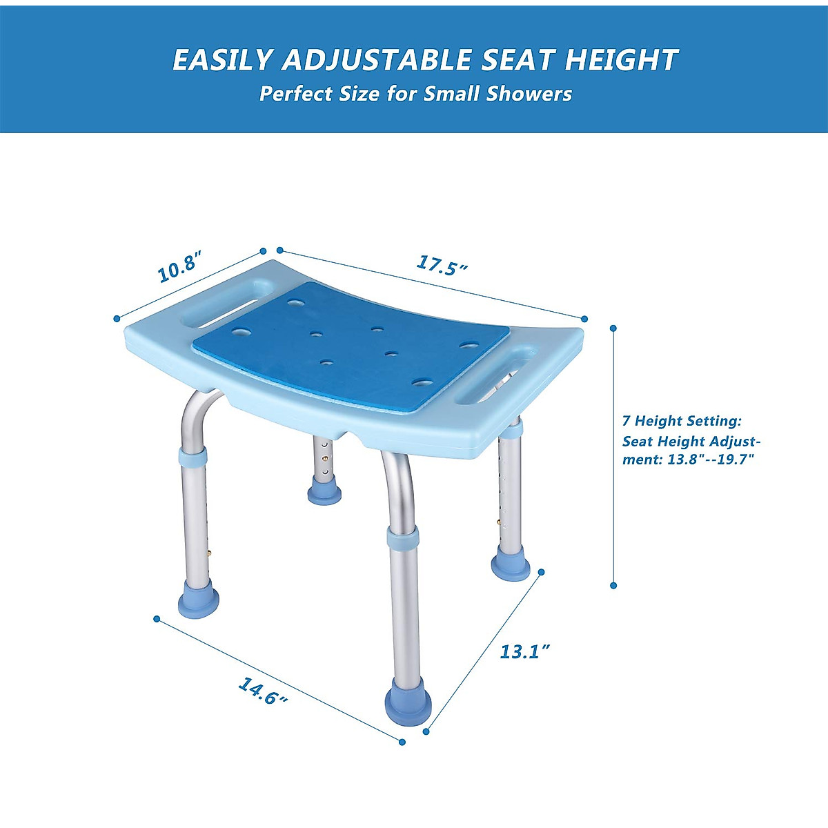 Shower Chair for Elderly Seniors,Shower Stools and Benches for Adults,Bath Chair Shower Benches for The Disabled,Shower Seats,Blue Tub Chair