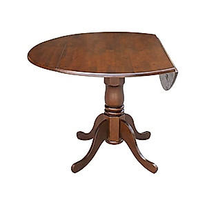 International Concepts Round Dual Drop Leaf Pedestal Table, Espresso, 42"