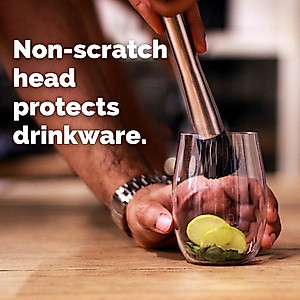 Drink Muddler for Cocktails, 8 Inch Old Fashioned/Mint Julep/Mojito Muddler, Stainless Steel Bartending, Kitchen Muddler Tool