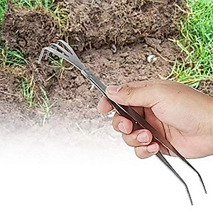 Agatige 2 in 1 Gardening Hand Rake, Stainless Steel Root Claw Rake Bonsai Gardening Hand Tool for Cultivating, Loosening Soil, Spreading Mulch