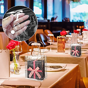 NEXXXI Clear Gift Bags with Handle, 55 Pack Plastic Bags Small Gift Wrap Tote Bags for Weddings, Parties, and More, 5.9 x 5.1 x 2.7 Inches