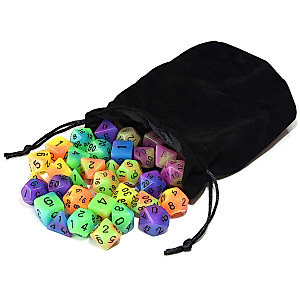 Double Color Glow in The Dark Dice Set 35 Pieces Polyhedral Dice for RPG DND MTG Games Include Black Velvet Pouch