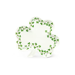 Grace Teaware Shamrock Fine Porcelain Serving Plate Clover Leaf 8.75"